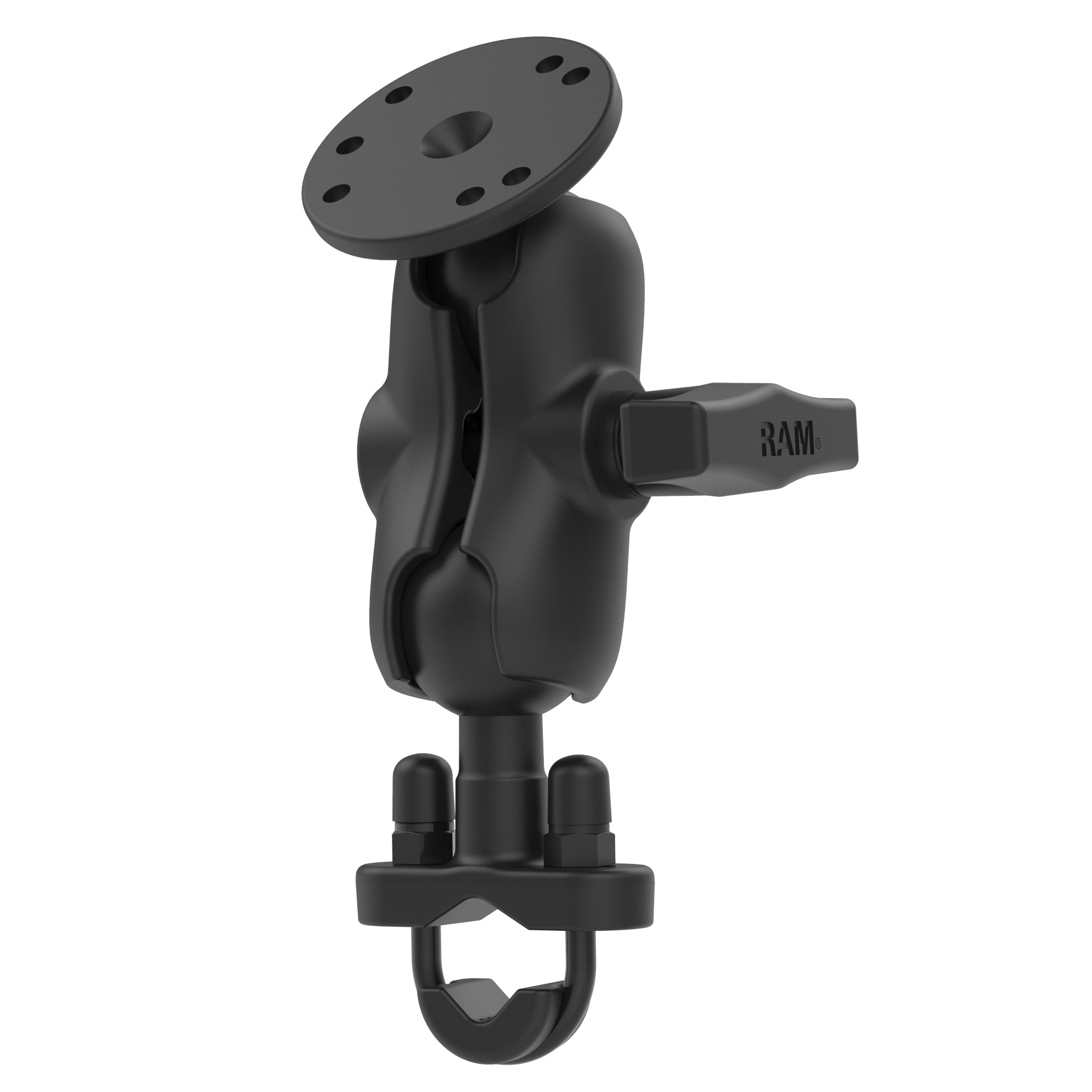 RAM® Handlebar U-Bolt Double Ball Mount with Round Plate - C Size Shor ...