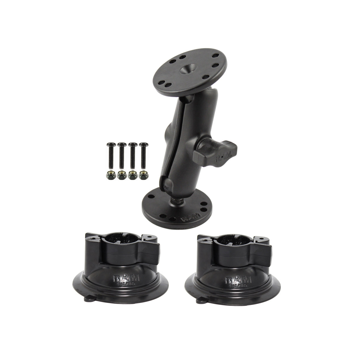 RAM® Double Ball Mount with Two RAM® Twist-Lock™ Suction Cup Bases ...