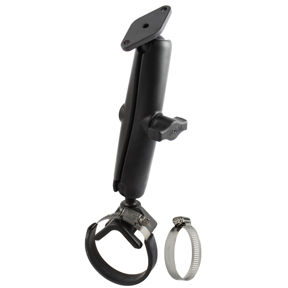 RAM® Double Ball Strap Hose Clamp Mount with Diamond Plate - Long – RAM ...