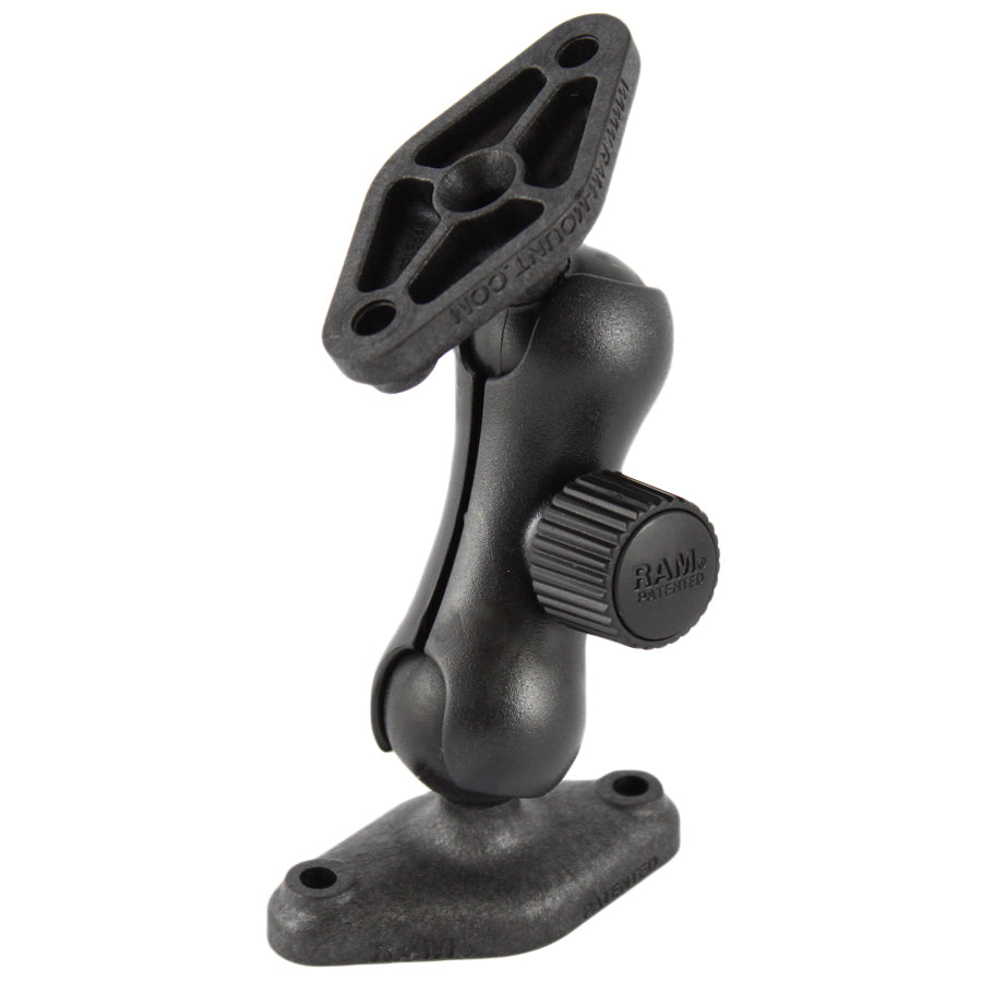RAM® Low-Profile Composite Double Ball Mount with Two Diamond Plates ...