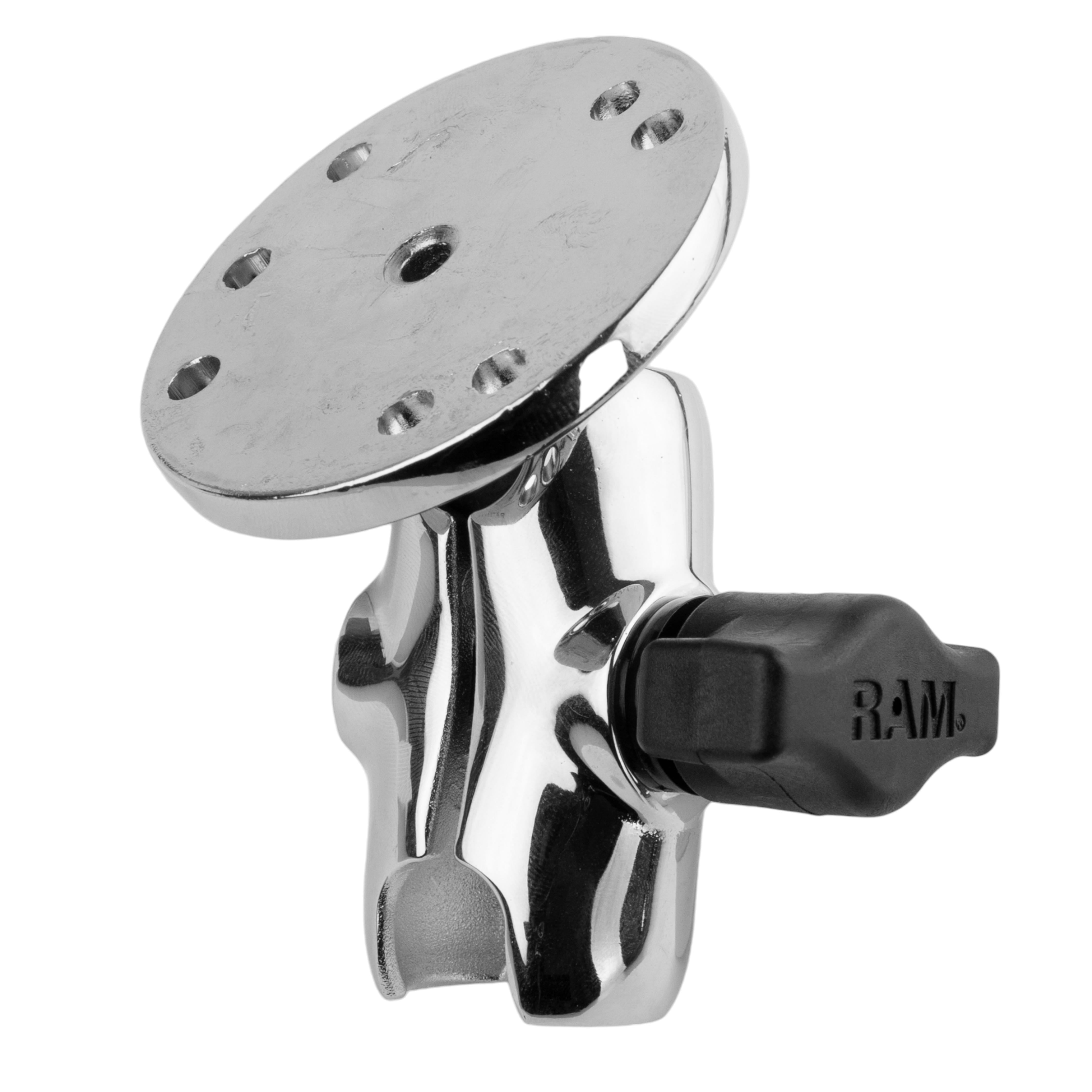 RAM® Chrome Double Socket Arm with Round Plate - Short Arm – RAM Mounts UK