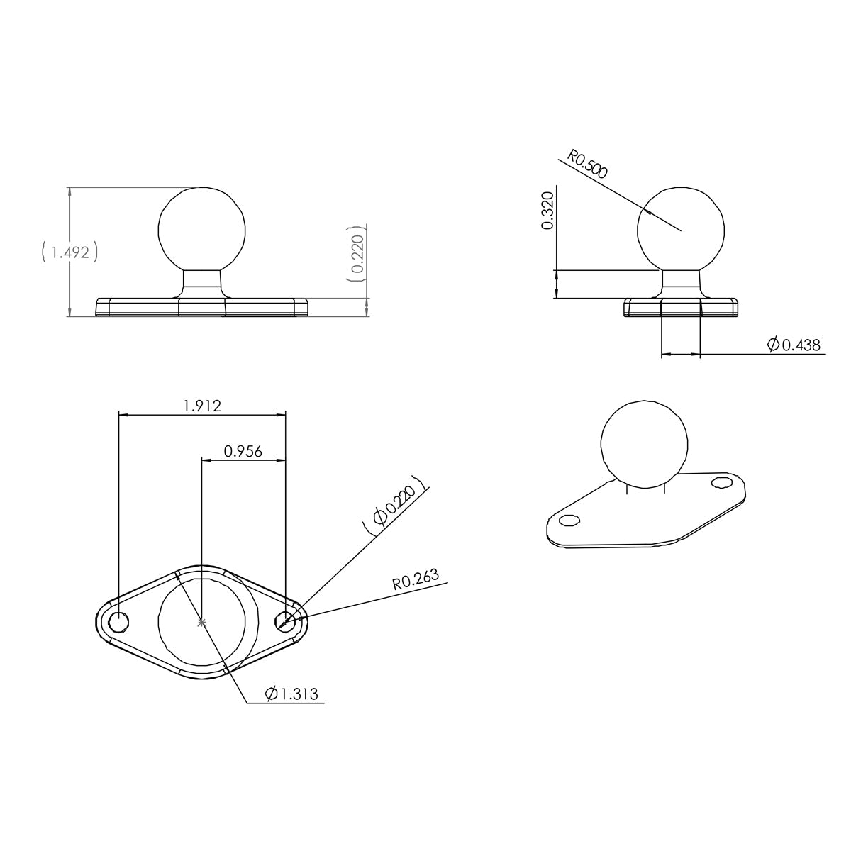 RAM® Diamond Ball Base - B Size – RAM Mounts UK