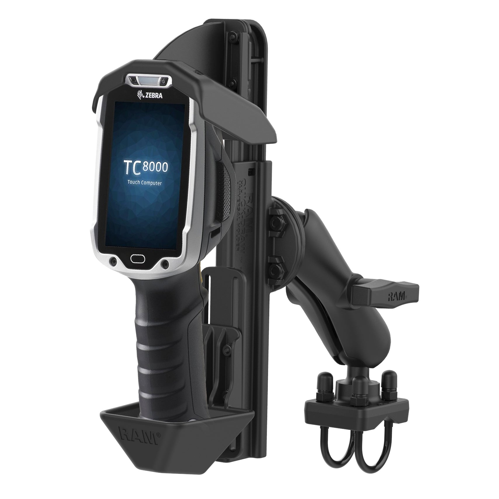 RAM® Quick-Draw™ Mount for Zebra TC8000/8300 with Double U-Bolt Base ...