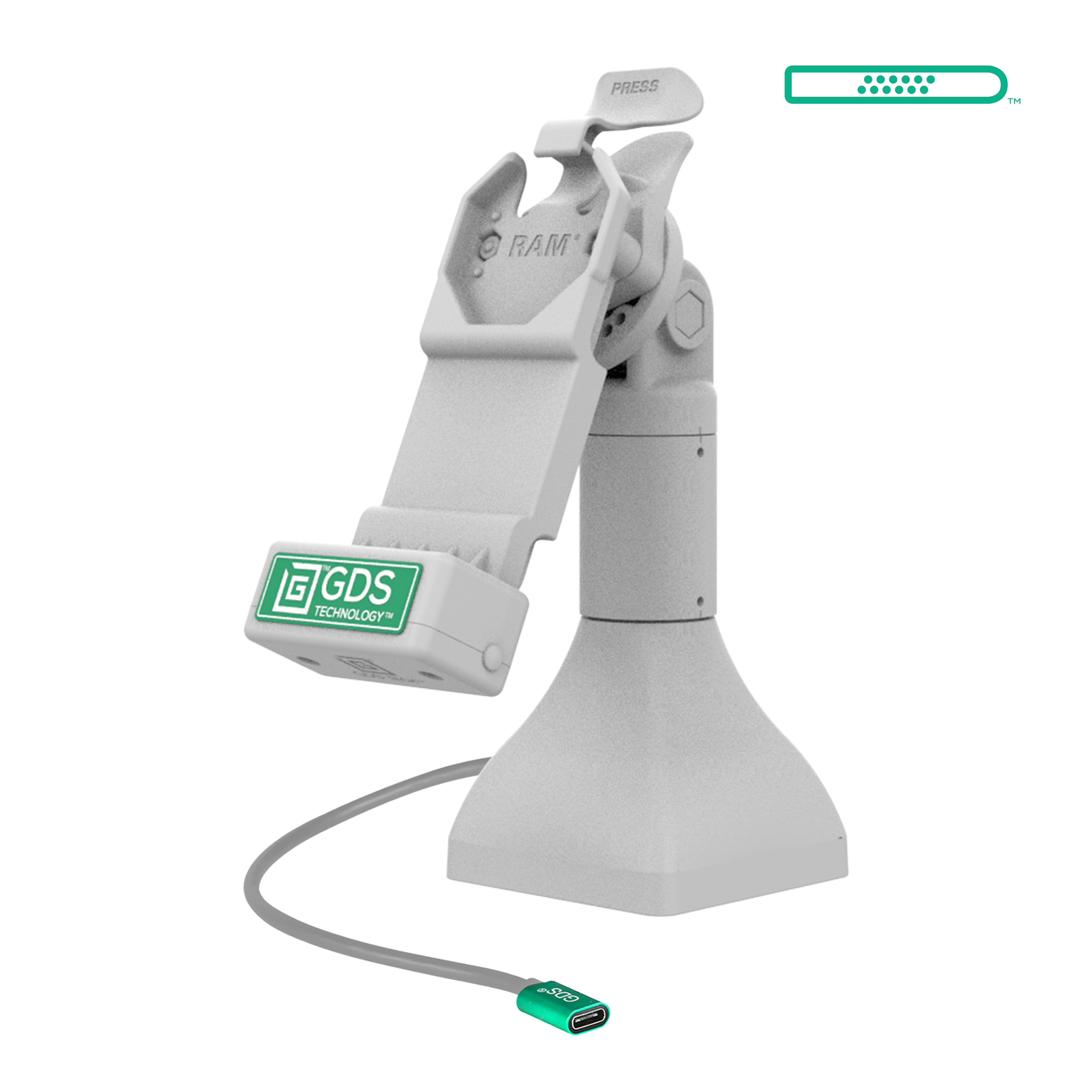 GDS® Uni-Conn™ 7" Pedestal Dock with USB-C - Gray – RAM Mounts UK